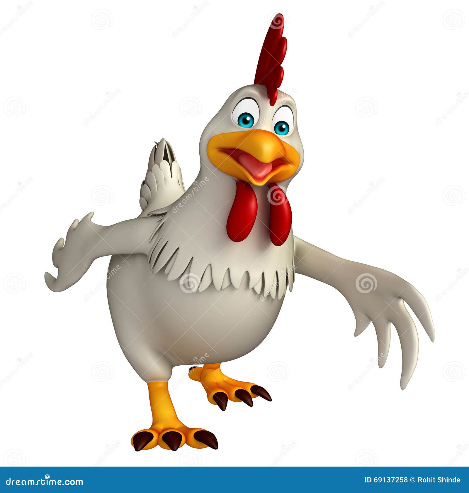 Walking Hen Cartoon Character Stock Illustration - Illustration of cute ...