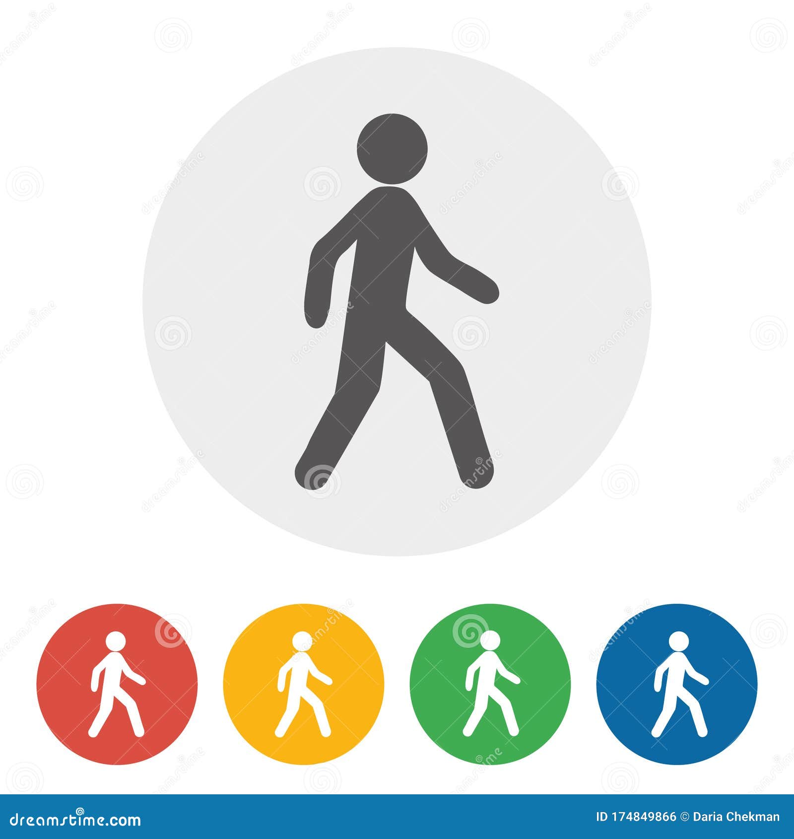 Walking Icon on Round Internet Button Stock Illustration - Illustration ...