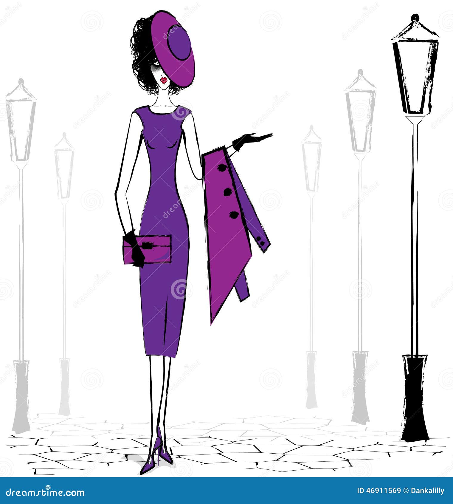 Walking lady stock vector. Illustration of elegancy, chic - 46911569