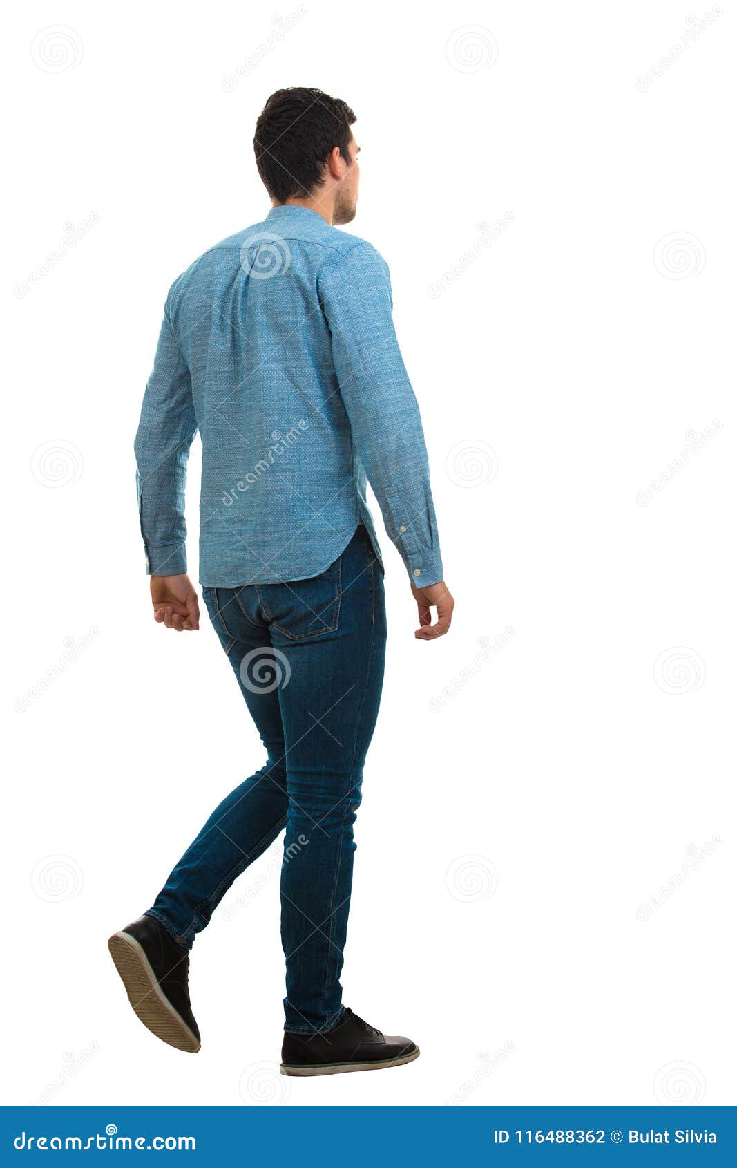 Walking man back portrait stock photo. Image of movement - 116488362