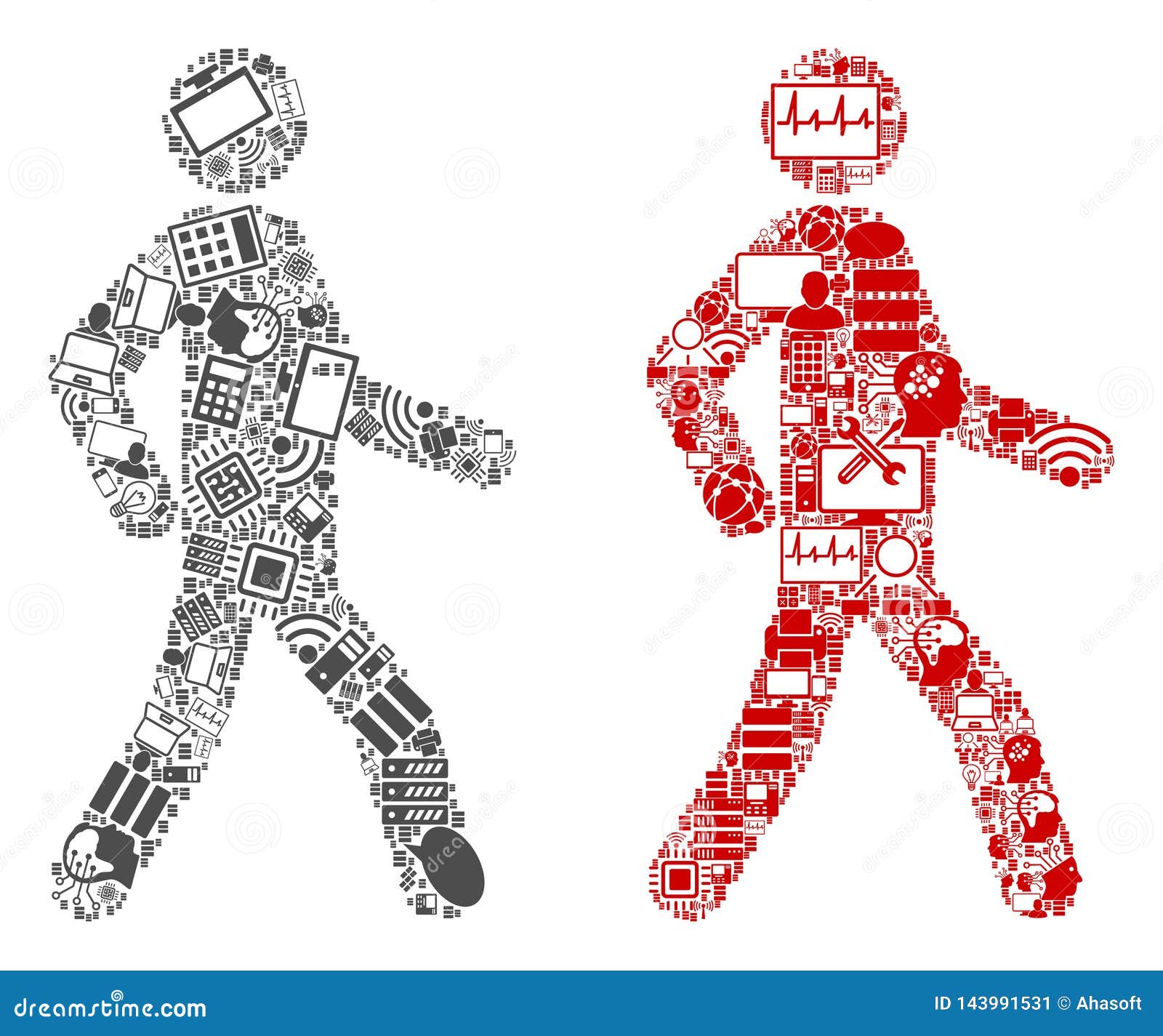 Walking Man Composition Icons for BigData Stock Vector - Illustration ...