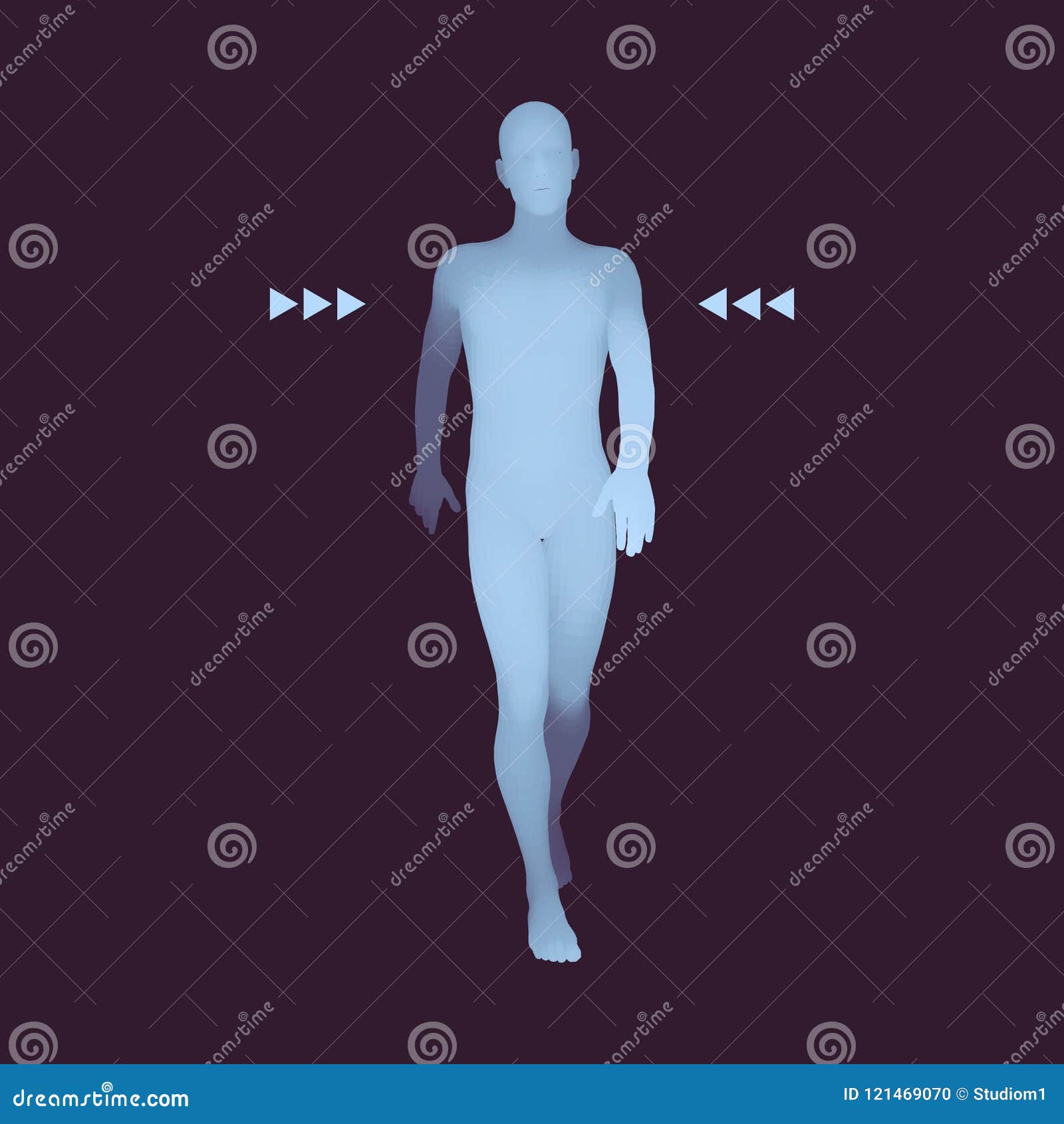 Walking Man. 3D Human Body Model. Design Element Stock Illustration ...