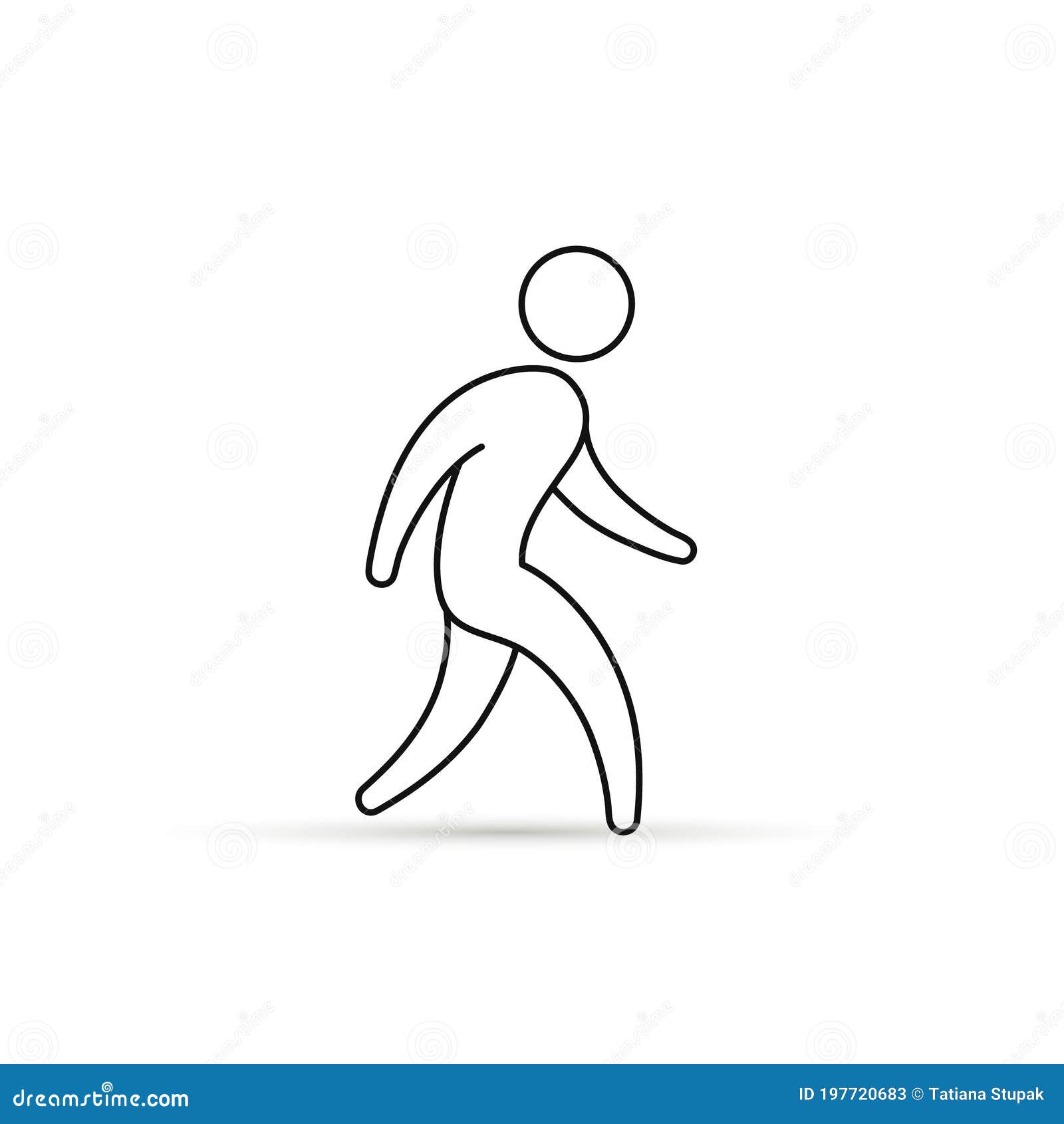 Walking Man Line Icon. Vector Going Man Outline Symbol on White ...