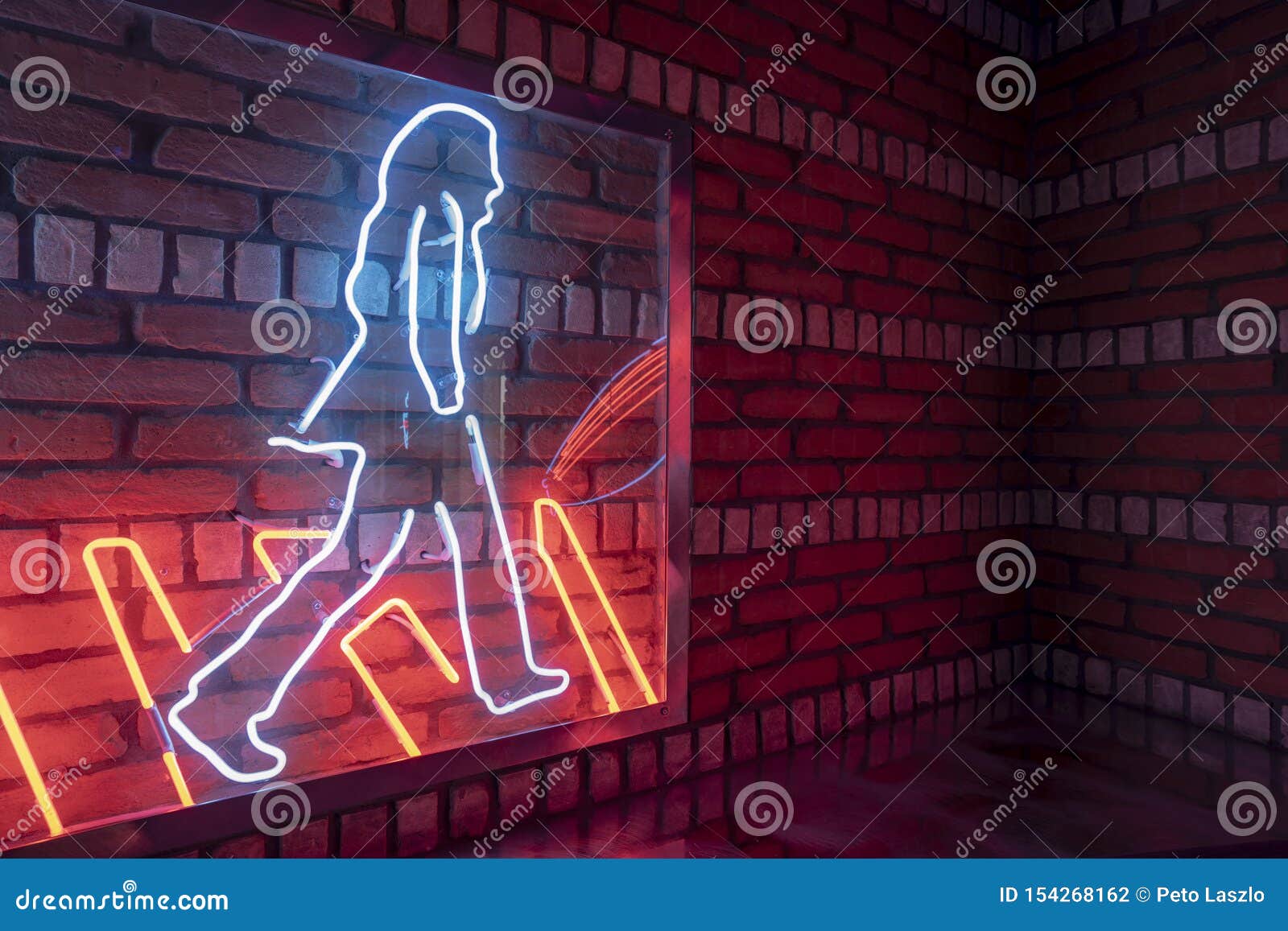 Walking Man Made from Neon Lights Editorial Photography - Image of club ...