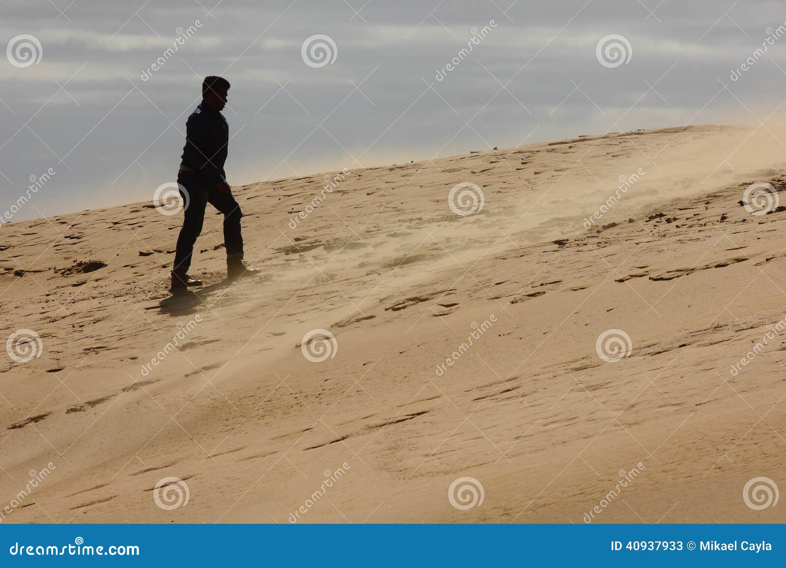 Walking man in sandstorm stock image. Image of wind, cloudy - 40937933