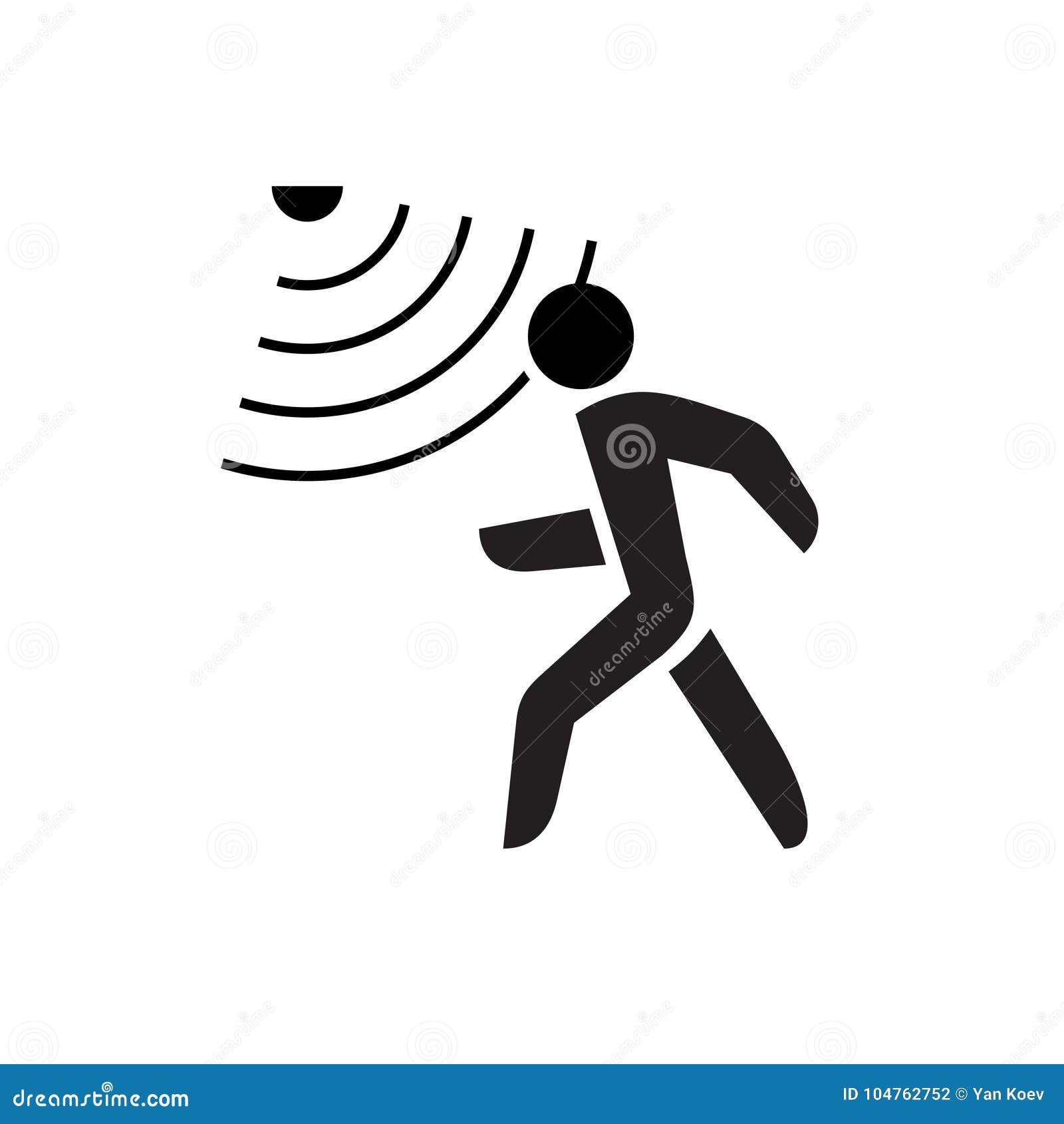 Walking Man Symbol with Motion Sensor Waves Signal. Stock Vector ...