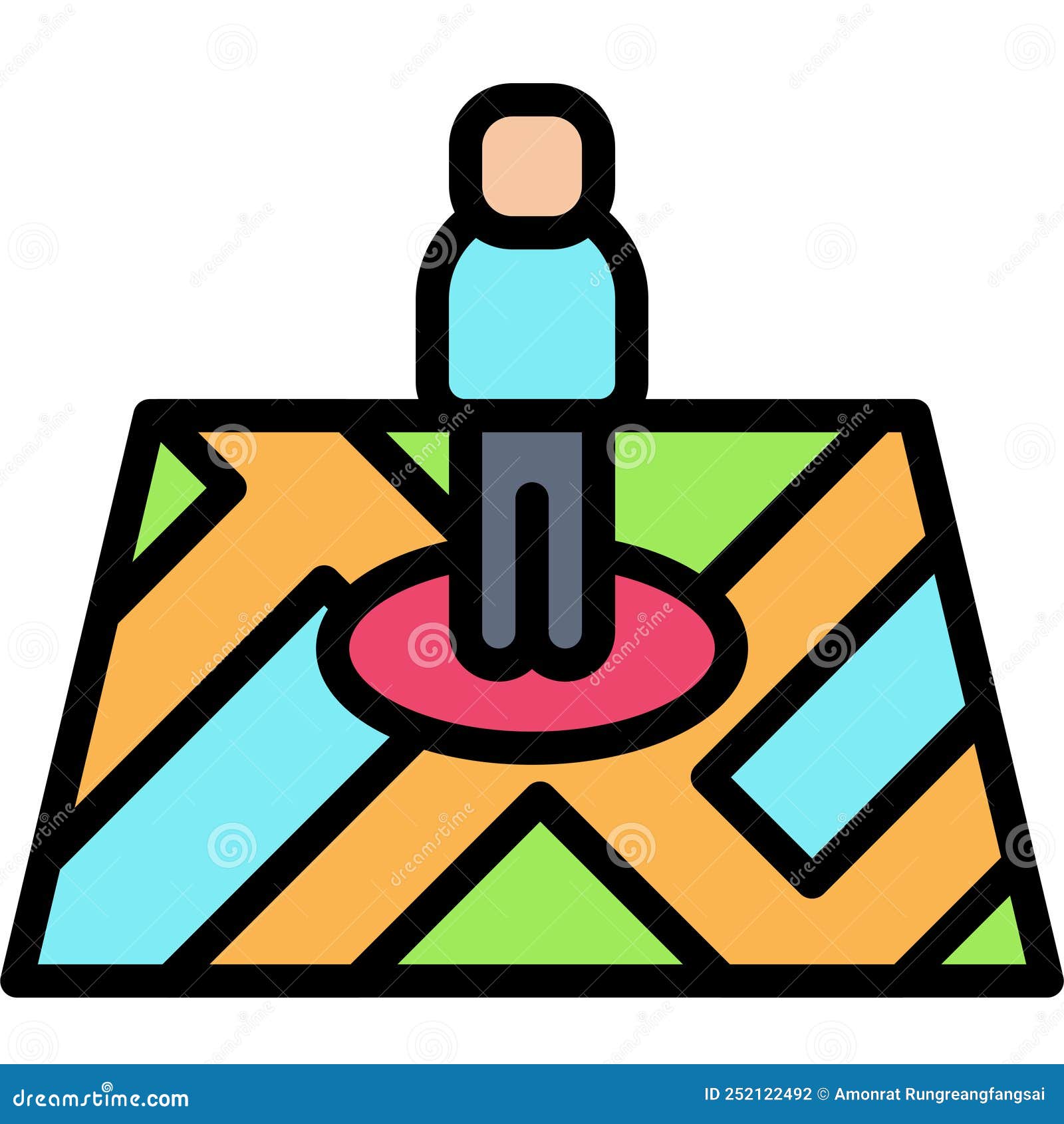 Walking Map Icon, Location Map and Navigation Vector Stock Vector ...