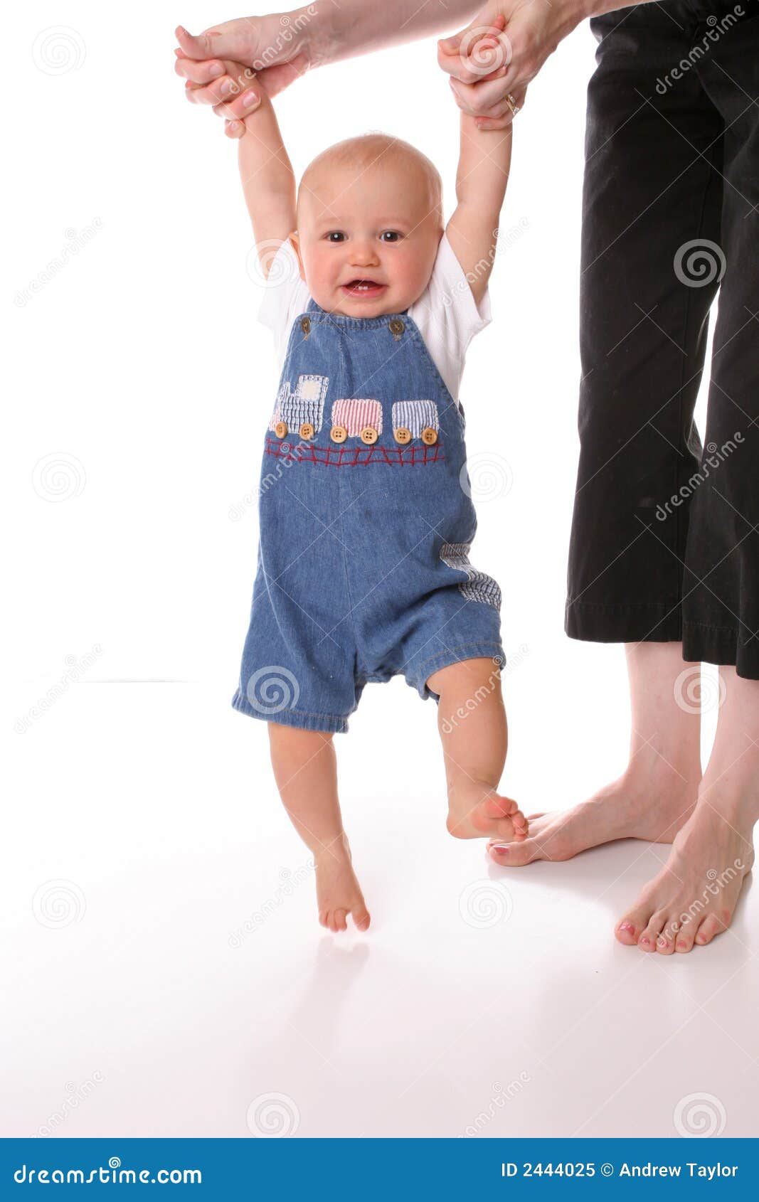 Walking with Mommy Overalls Stock Image - Image of child, caucasion ...