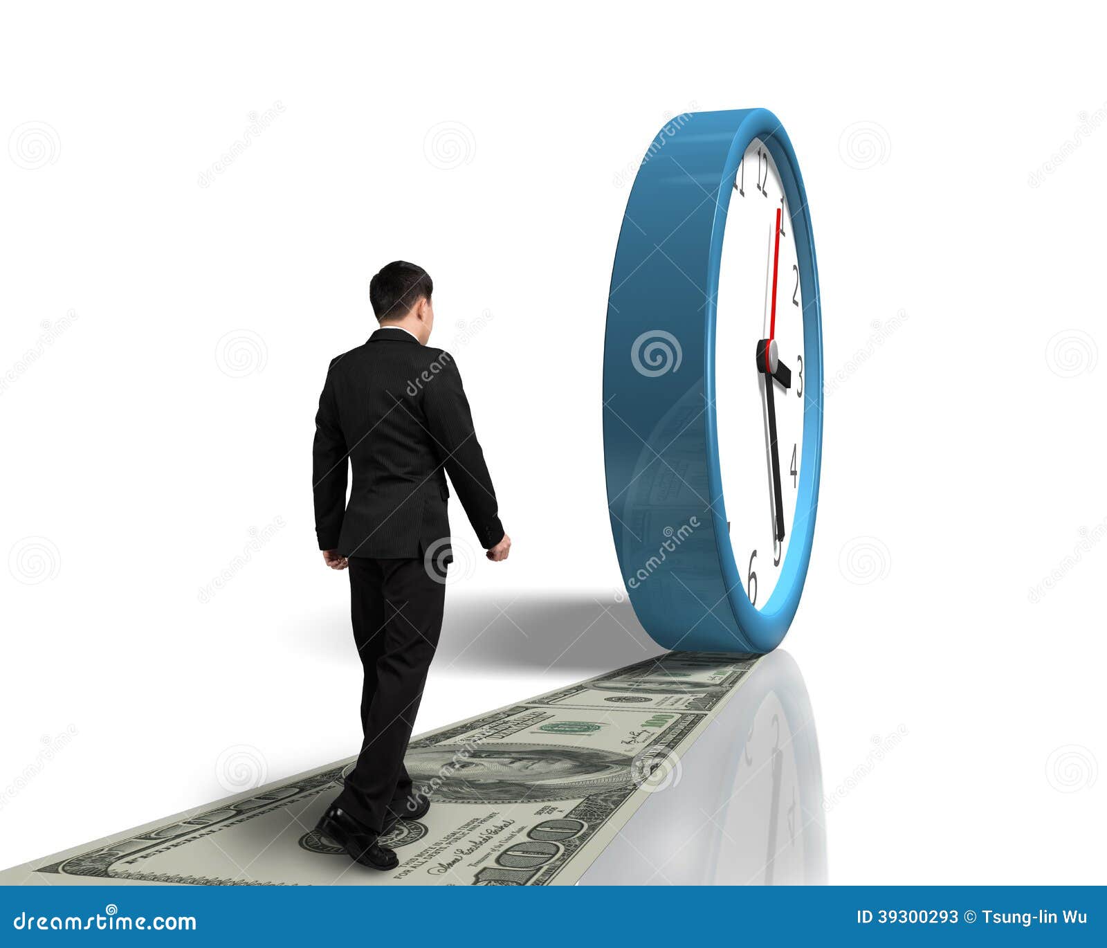 Walking on Money Way Following Rolling Clock Stock Image - Image of ...