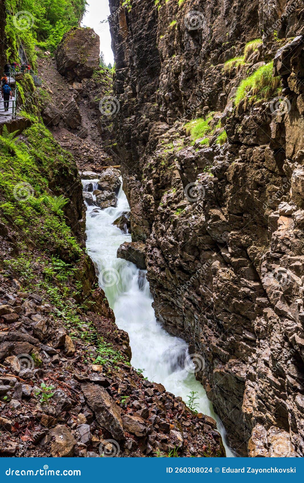 Walking through Narrow Gorge at Breitachklamm, Germany Stock Photo ...