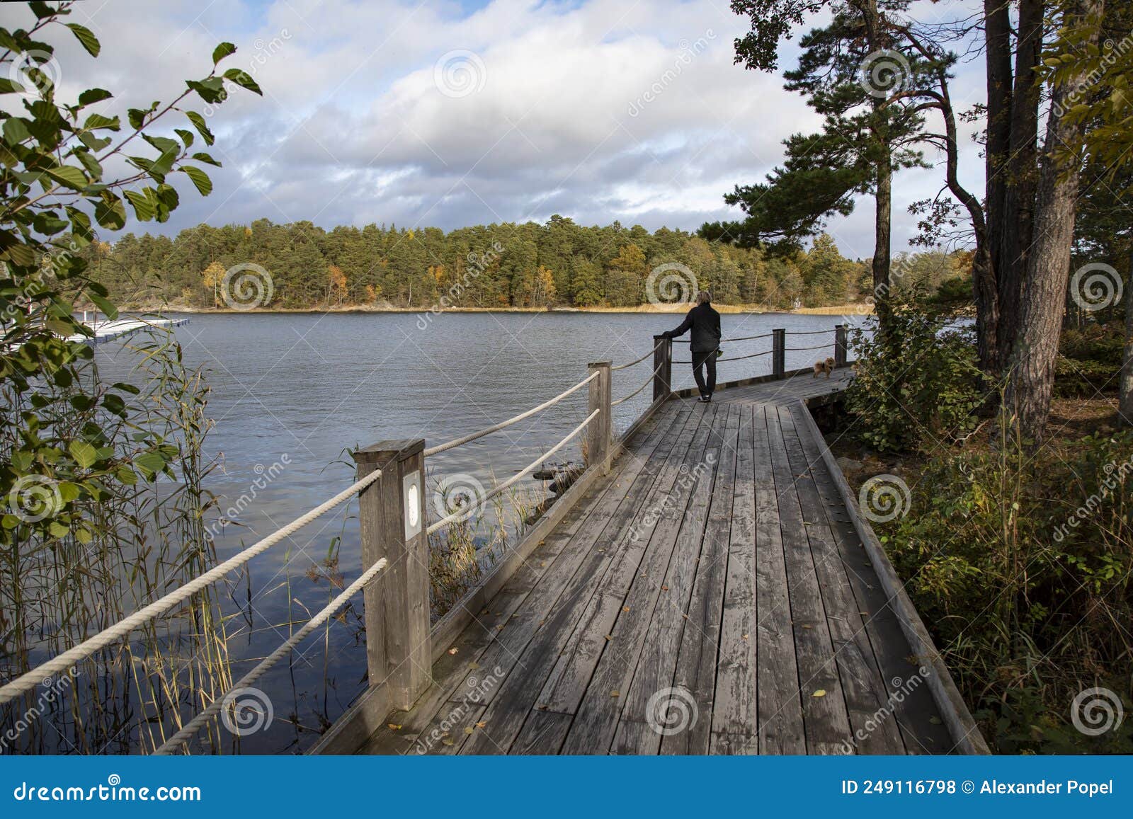 Walking Path Along the Lake and Blue Cloudy Sky Editorial Stock Photo ...