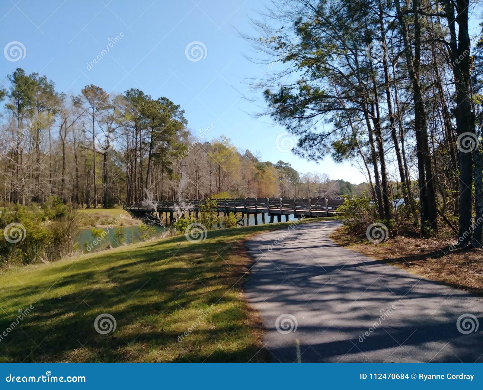 Bridge over lake stock photo. Image of lake, trees, outdoors - 112470684
