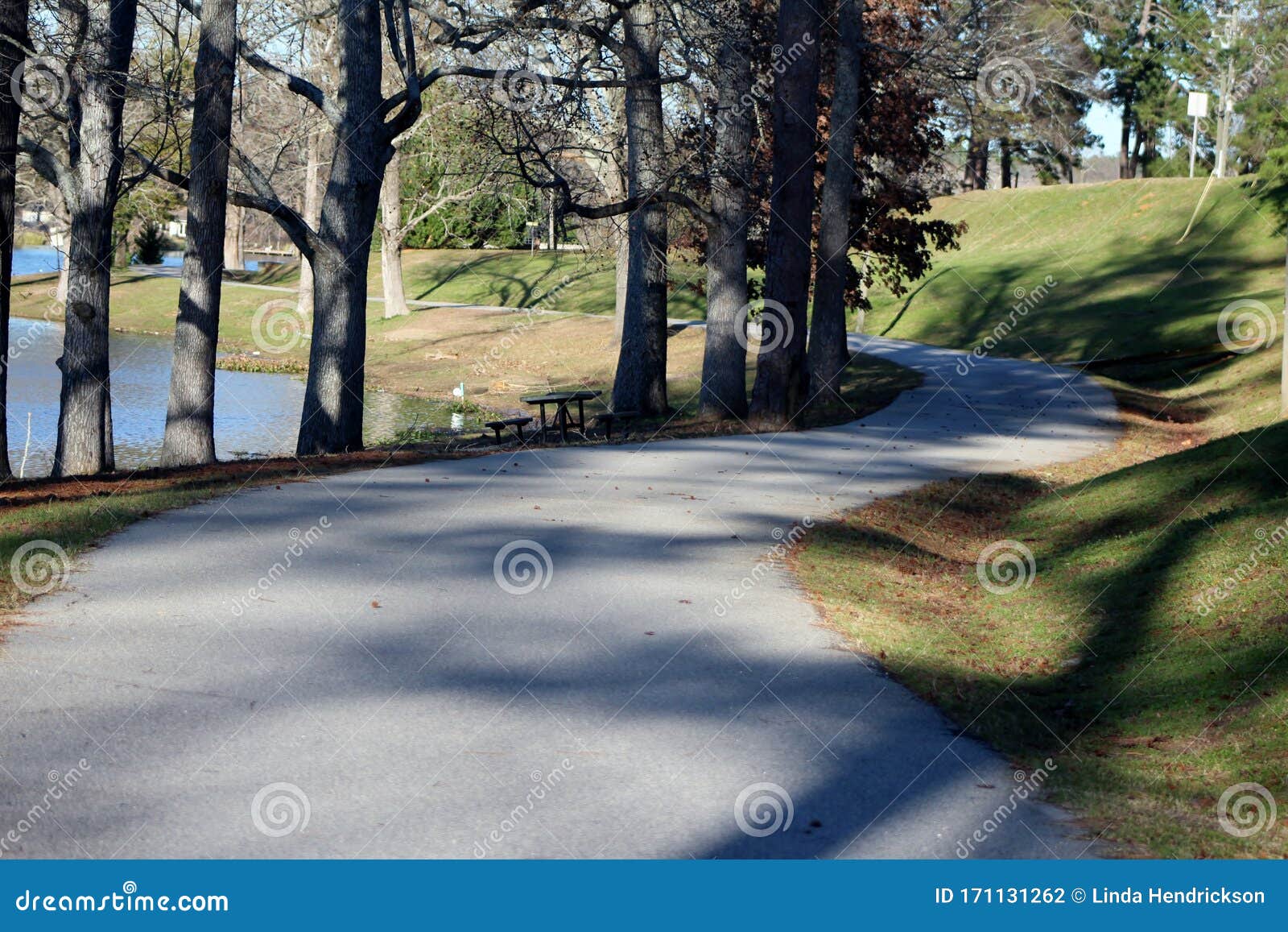 A Walking Path Around Lake Olmstead Stock Photo - Image of scenic ...