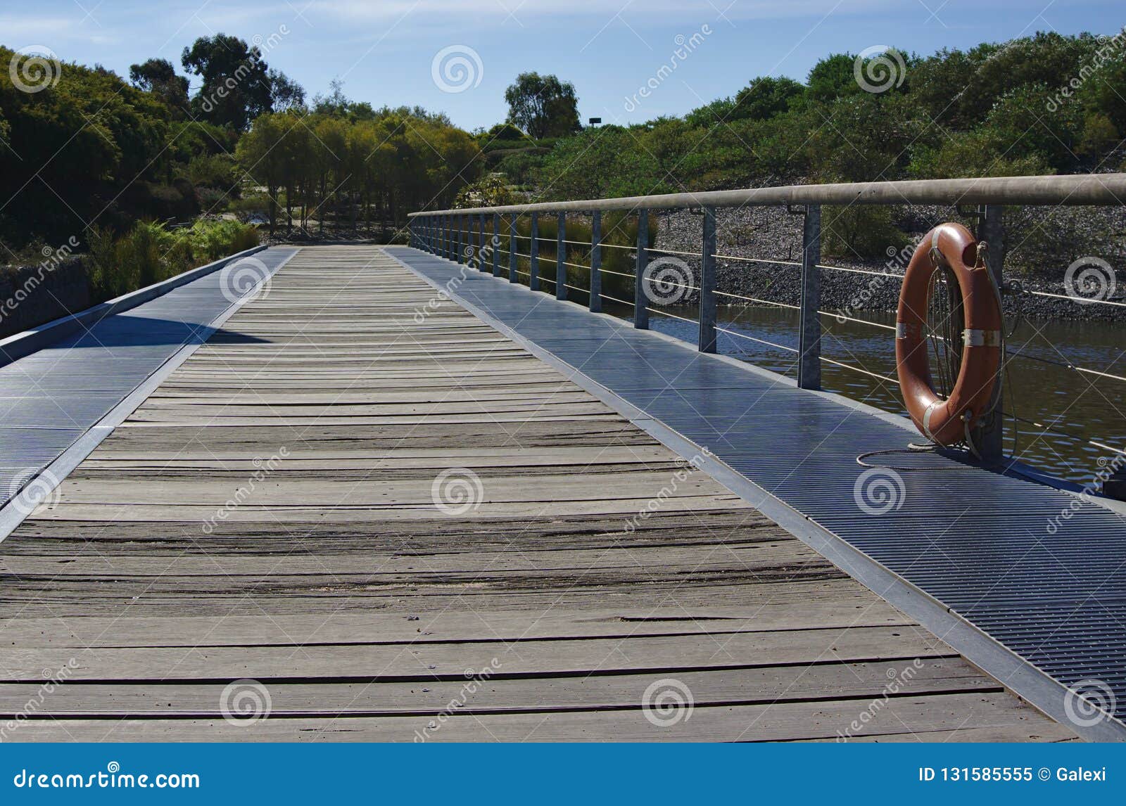 Wooden Walking Path In Bridge Across Lake Royalty-Free Stock ...