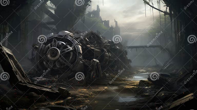 A Walking Path through Broken Robots and Malfunctioning Machines Stock ...