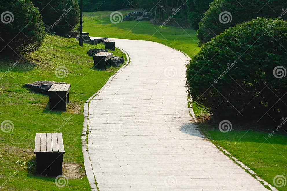 The Winding Walking Path in the Park Stock Image - Image of flower ...