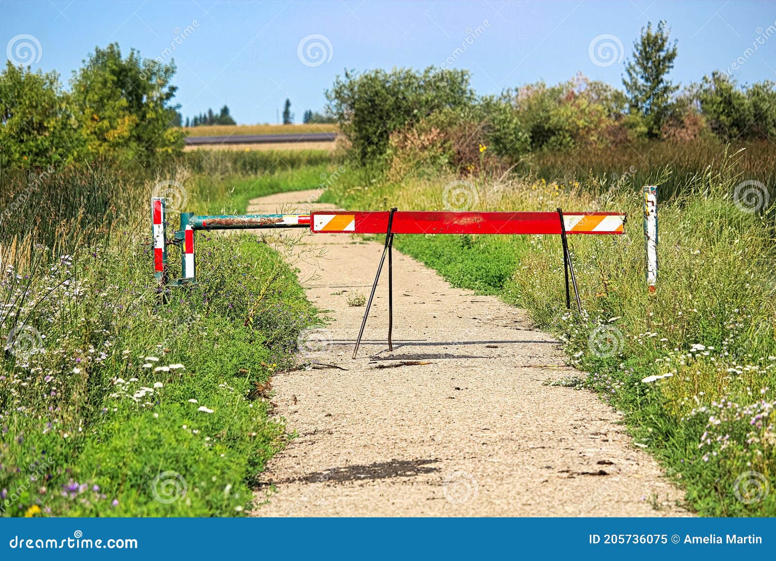 A Walking Path that Has Been Closed Off by Barriers Stock Image - Image ...