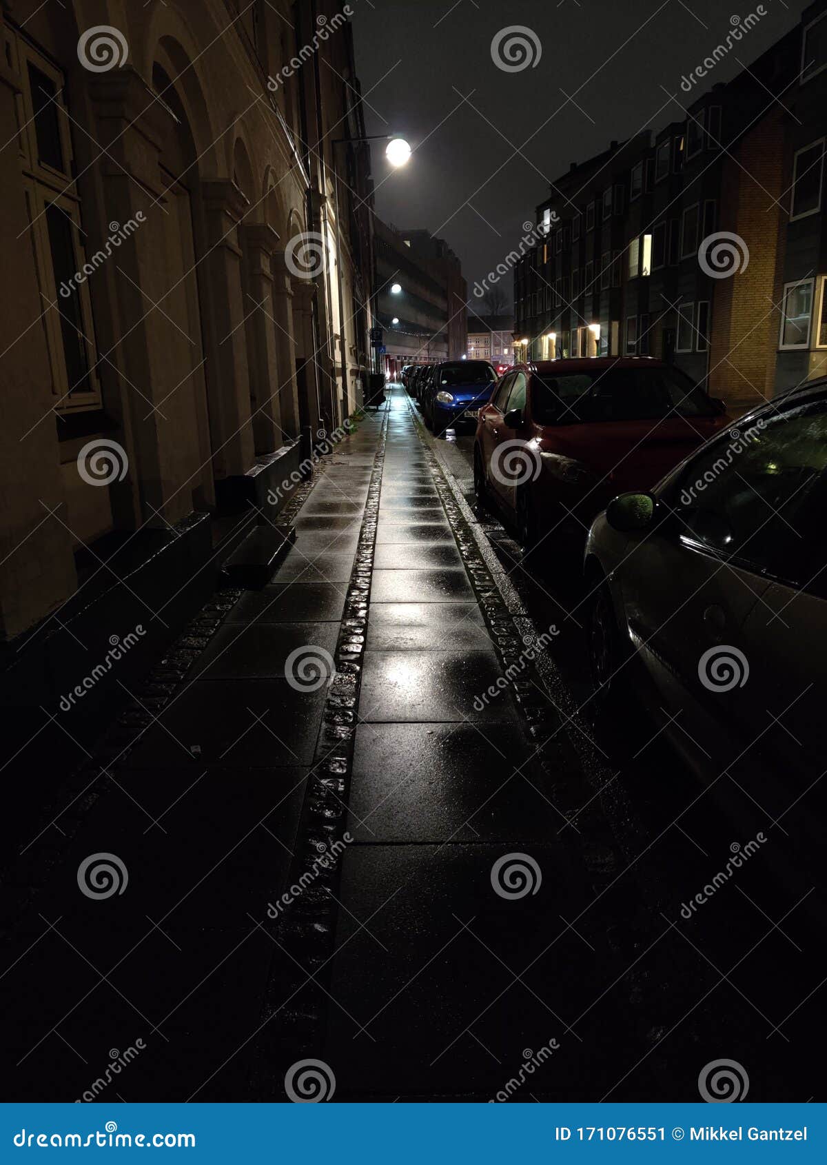 Walking Path Lighting Up in the Night Stock Image - Image of dark ...