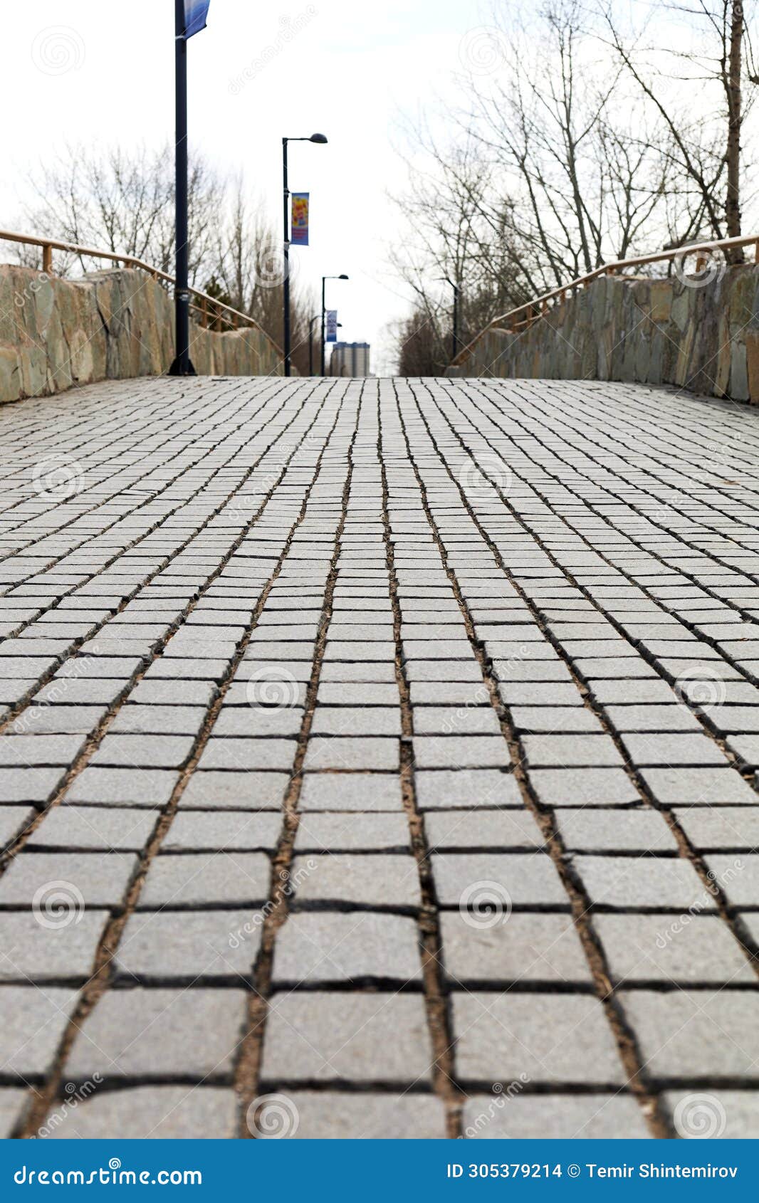 Stone-lined Footpath in Public Park Stock Photo - Image of stone ...