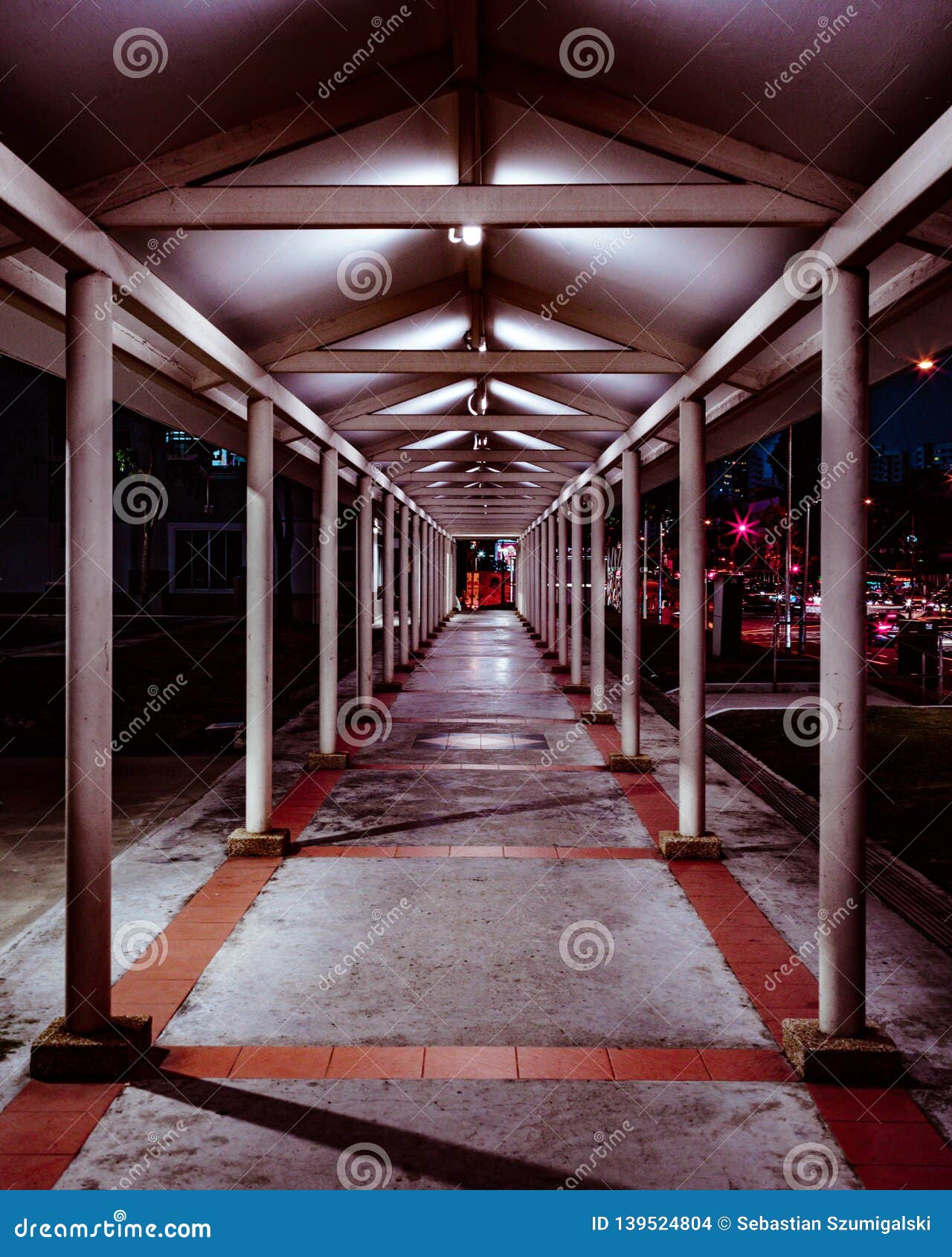 Walking Path with Night Lights Stock Photo - Image of singapore ...