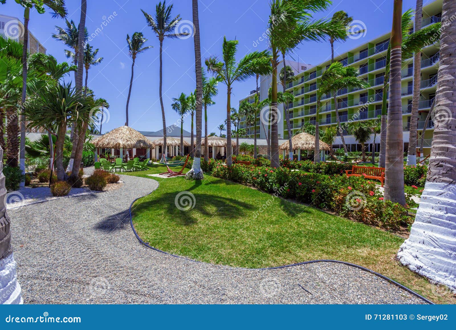 Walking Path with Palm Trees at Tropical Beach Stock Image - Image of ...