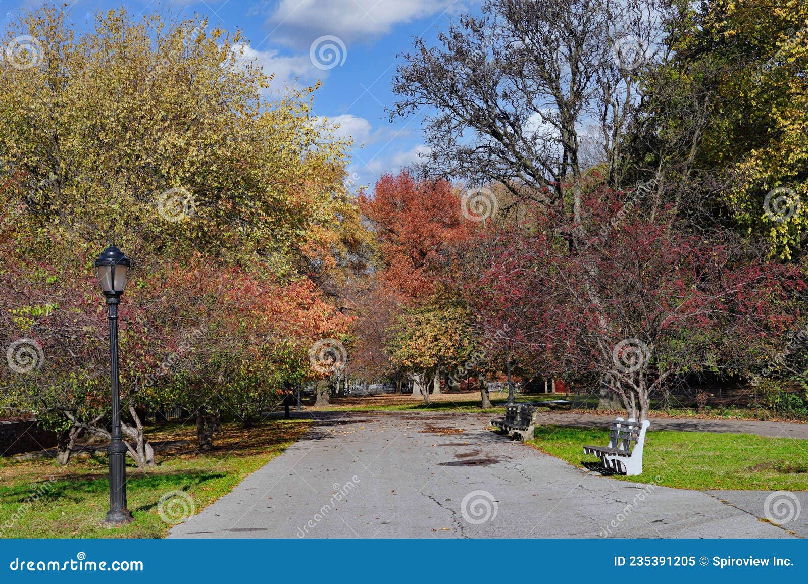 Walking Path in Riverside Park Stock Image - Image of bench, sunny ...