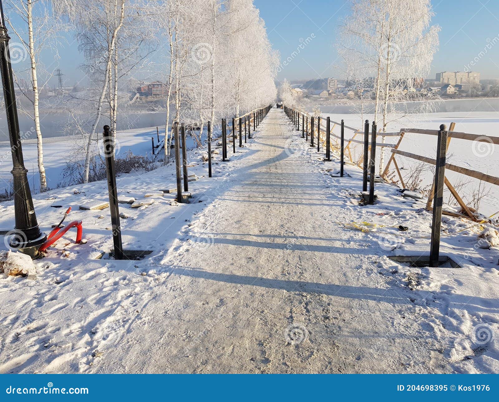 Walking Path among Snow-covered Trees Stock Image - Image of forest ...