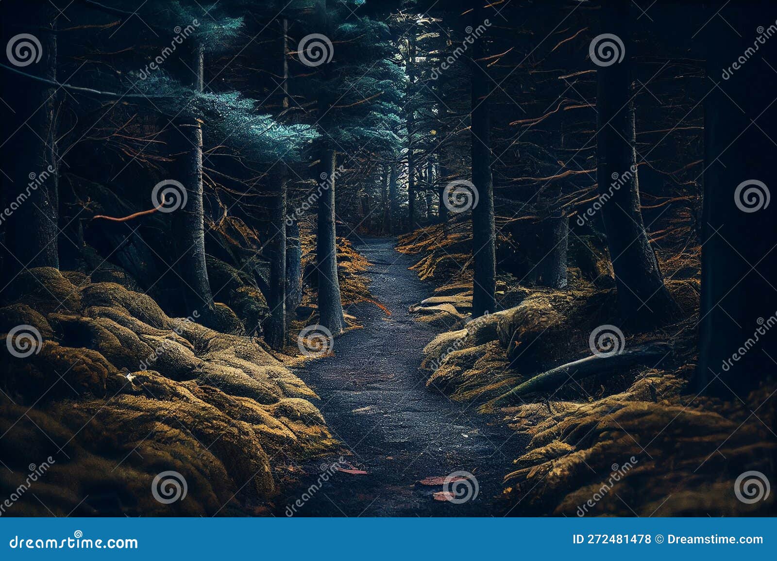 Walking Path through Spooky and Gloomy Forest.generative Ai Stock ...