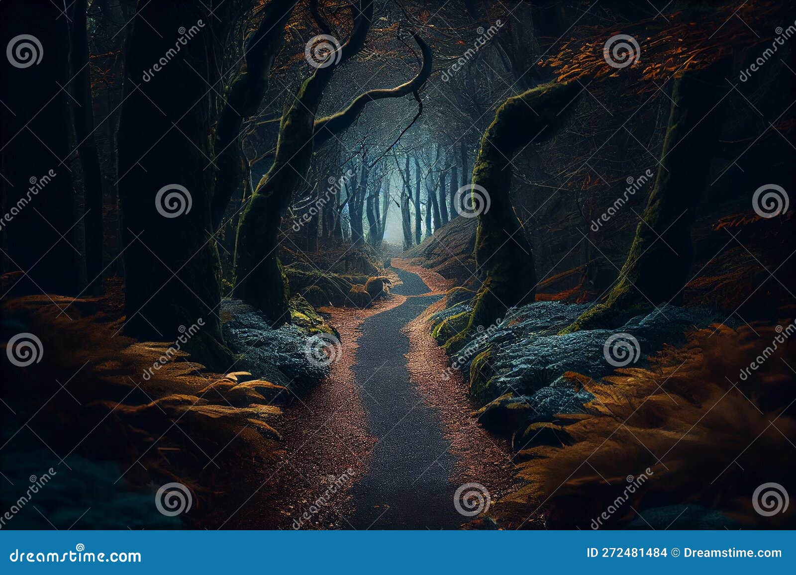 Walking Path through Spooky and Gloomy Forest.generative Ai Stock ...
