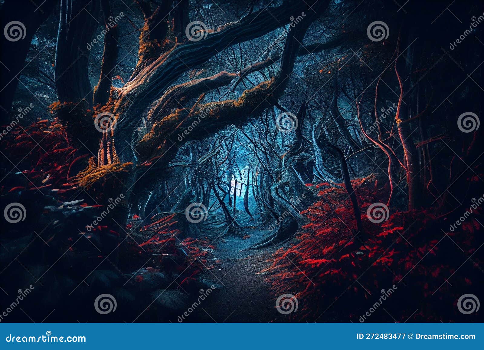 Walking Path through Spooky and Gloomy Forest.generative Ai Stock ...