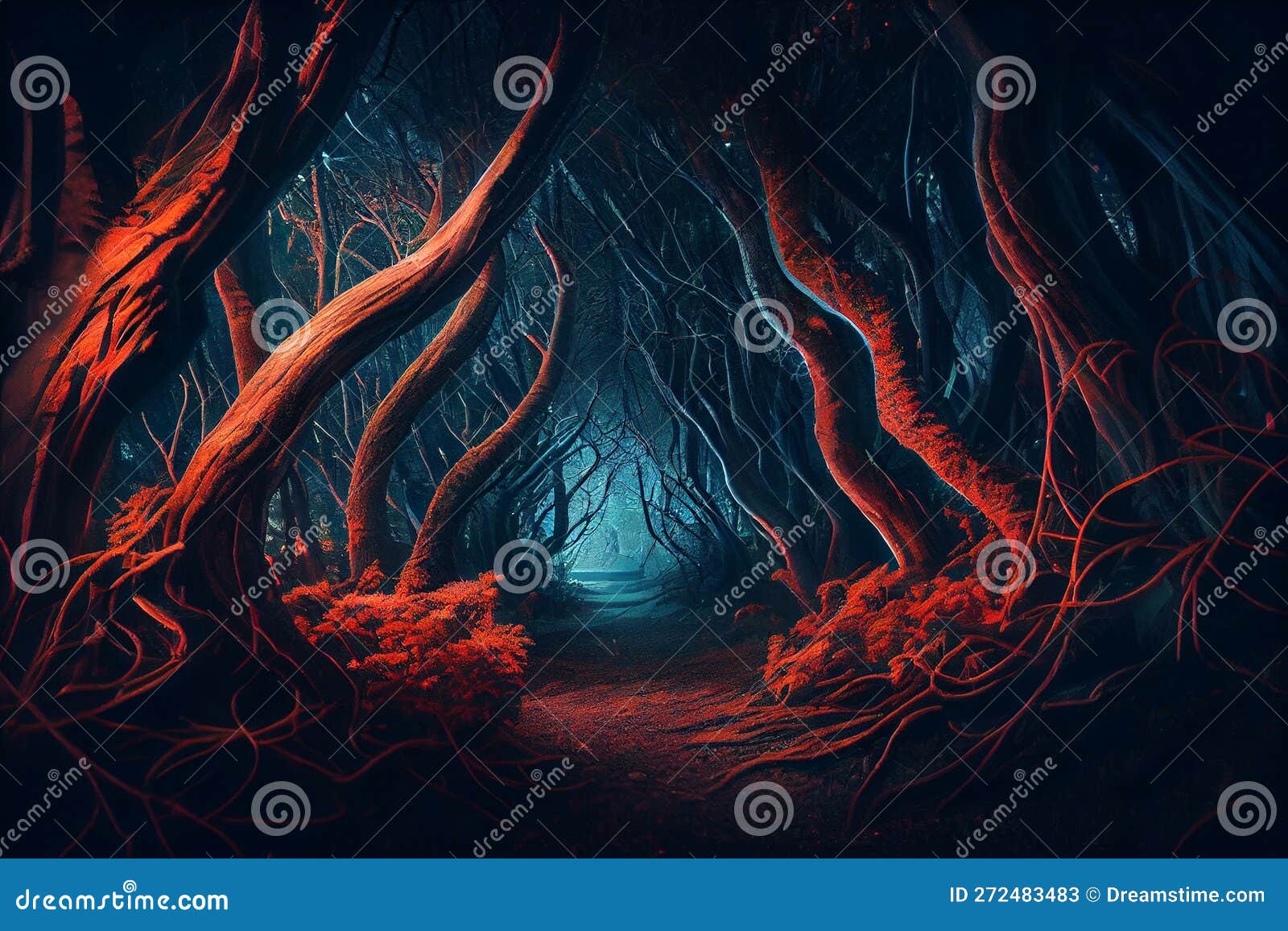 Walking Path through Spooky and Gloomy Forest.generative Ai Stock ...