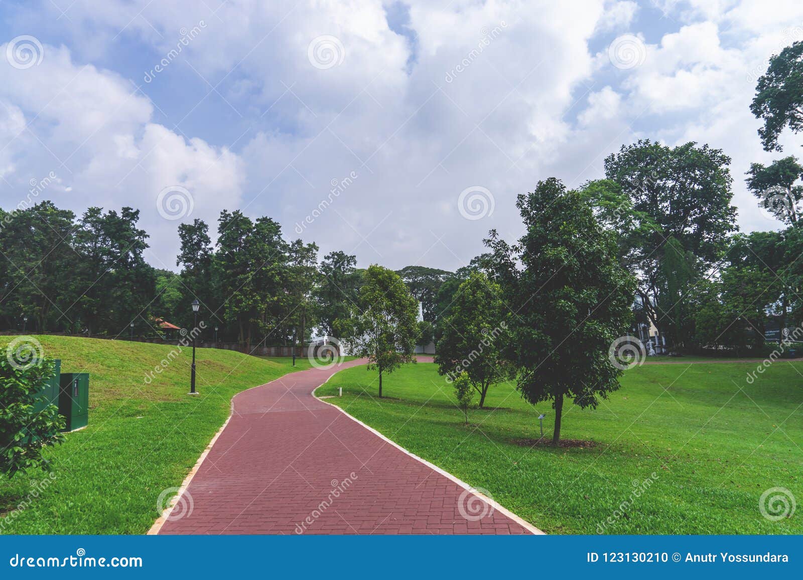 Walking Path Turning Point in Public Park Stock Photo - Image of green ...