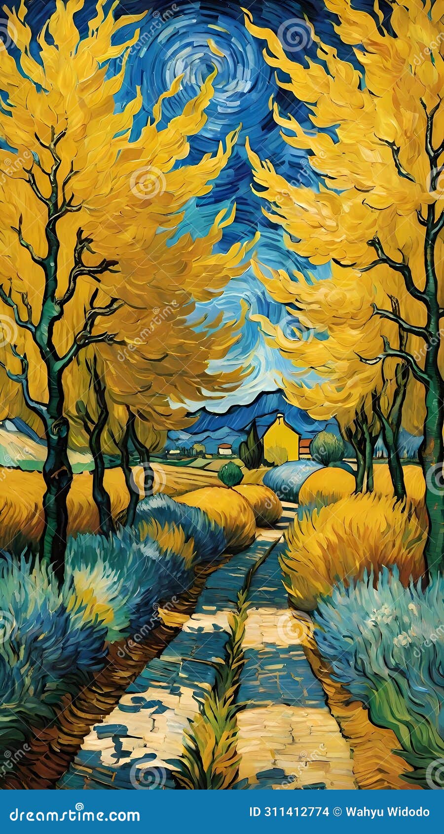 Walking Path Vision Painting Artwork with Van Gogh Style AI Generated ...