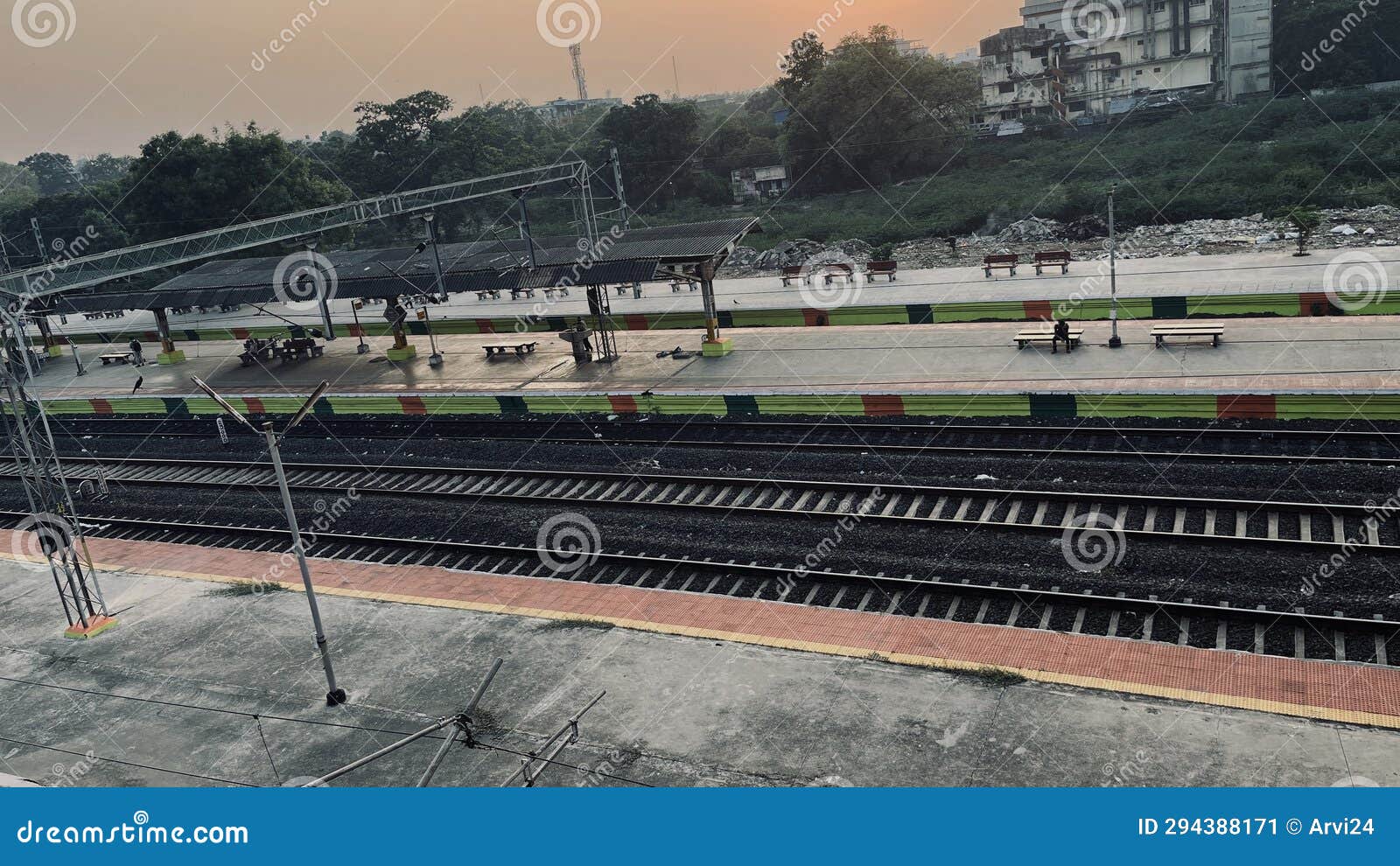 Walking Platform in between the Two Sides Railway Tracks Stock Image ...