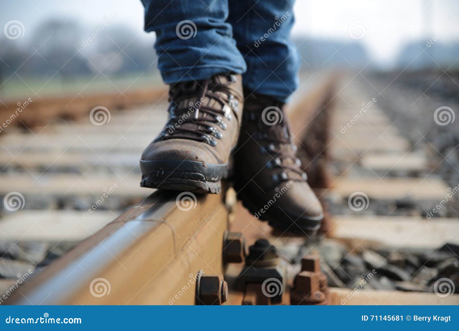 Walking on rails stock image. Image of hiking, trains - 71145681