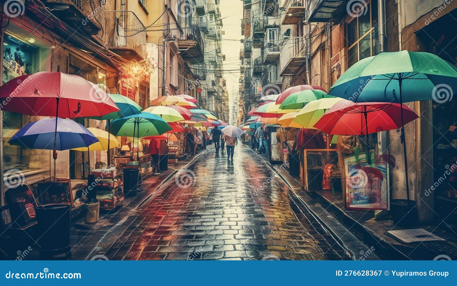 Walking in the Rain, City Nightlife Illuminated Generated by AI Stock ...
