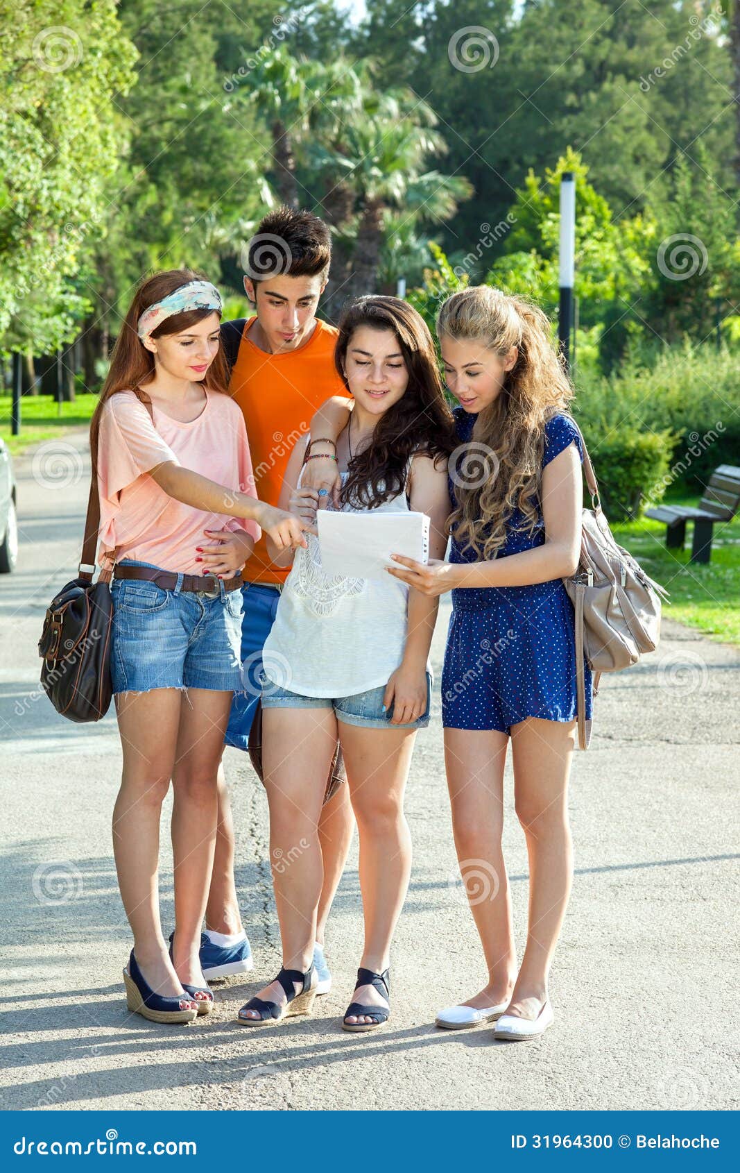Walking and reading. stock photo. Image of discussing - 31964300