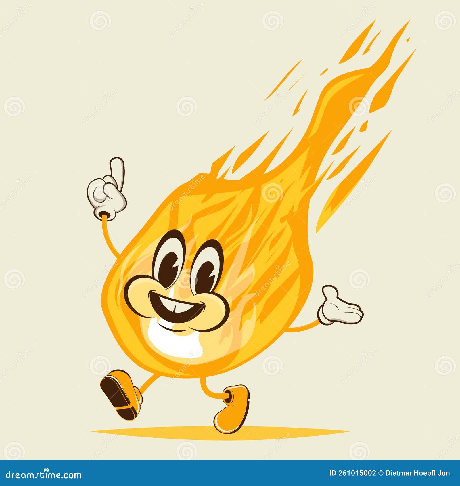 Walking Retro Cartoon Flame Stock Vector - Illustration of burn, shiny ...