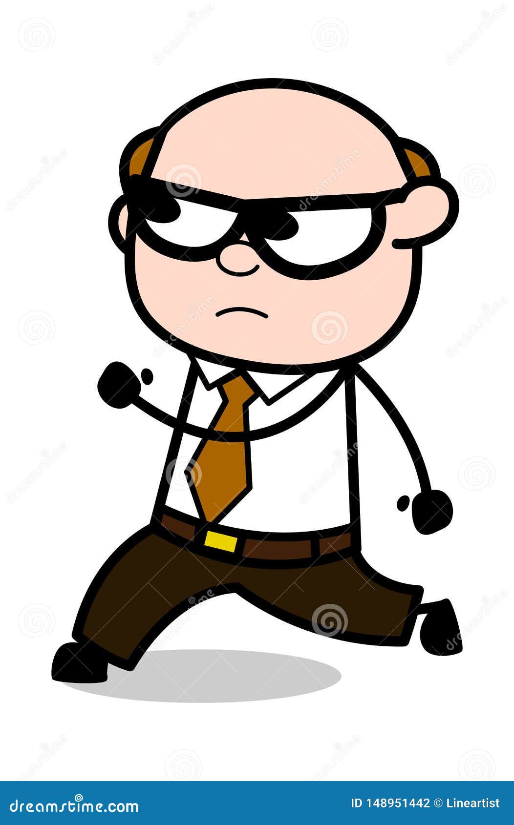 Walking - Retro Cartoon Office Old Boss Man Vector Illustration Stock ...