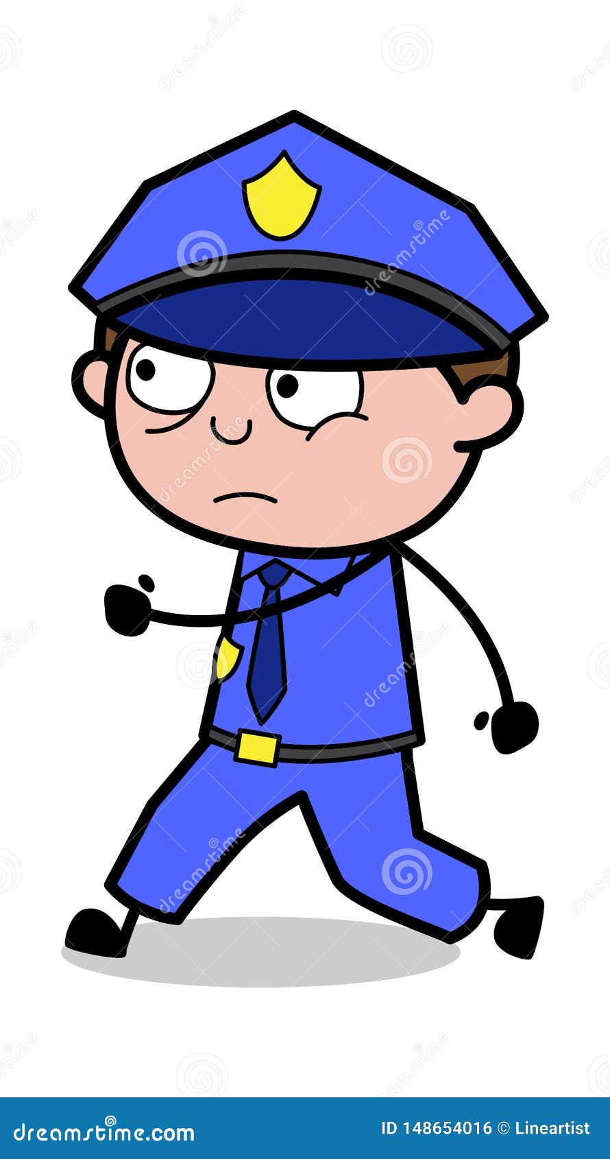 Walking - Retro Cop Policeman Vector Illustration Stock Illustration ...