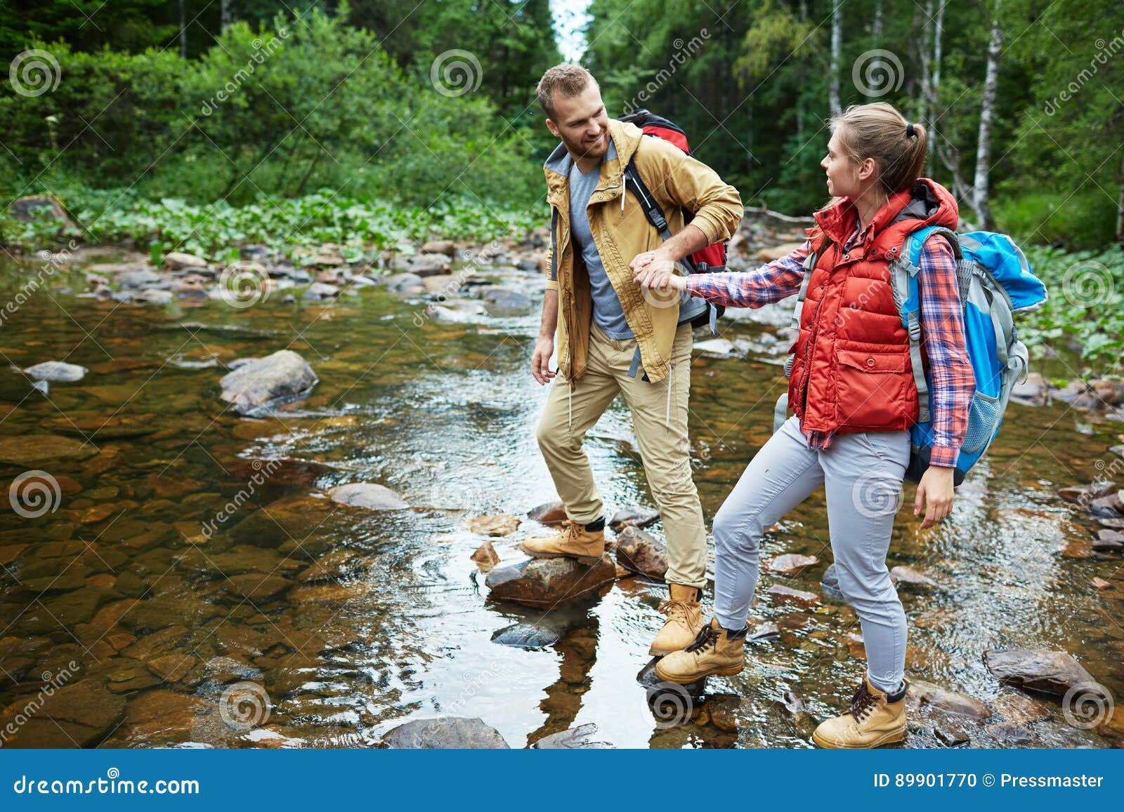 Walking through river stock photo. Image of water, couple - 89901770