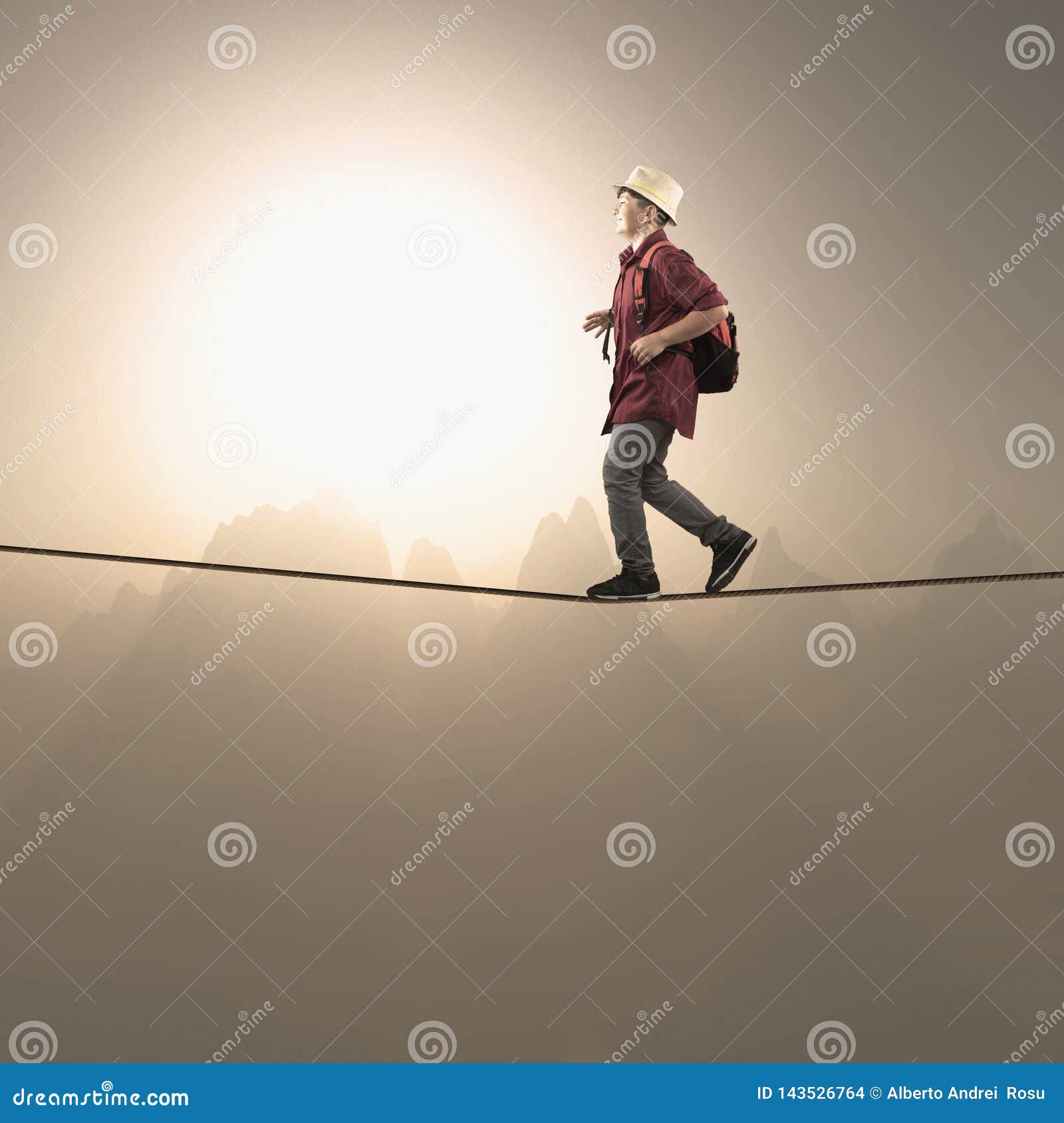 Walking on a rope stock photo. Image of high, brave - 143526764