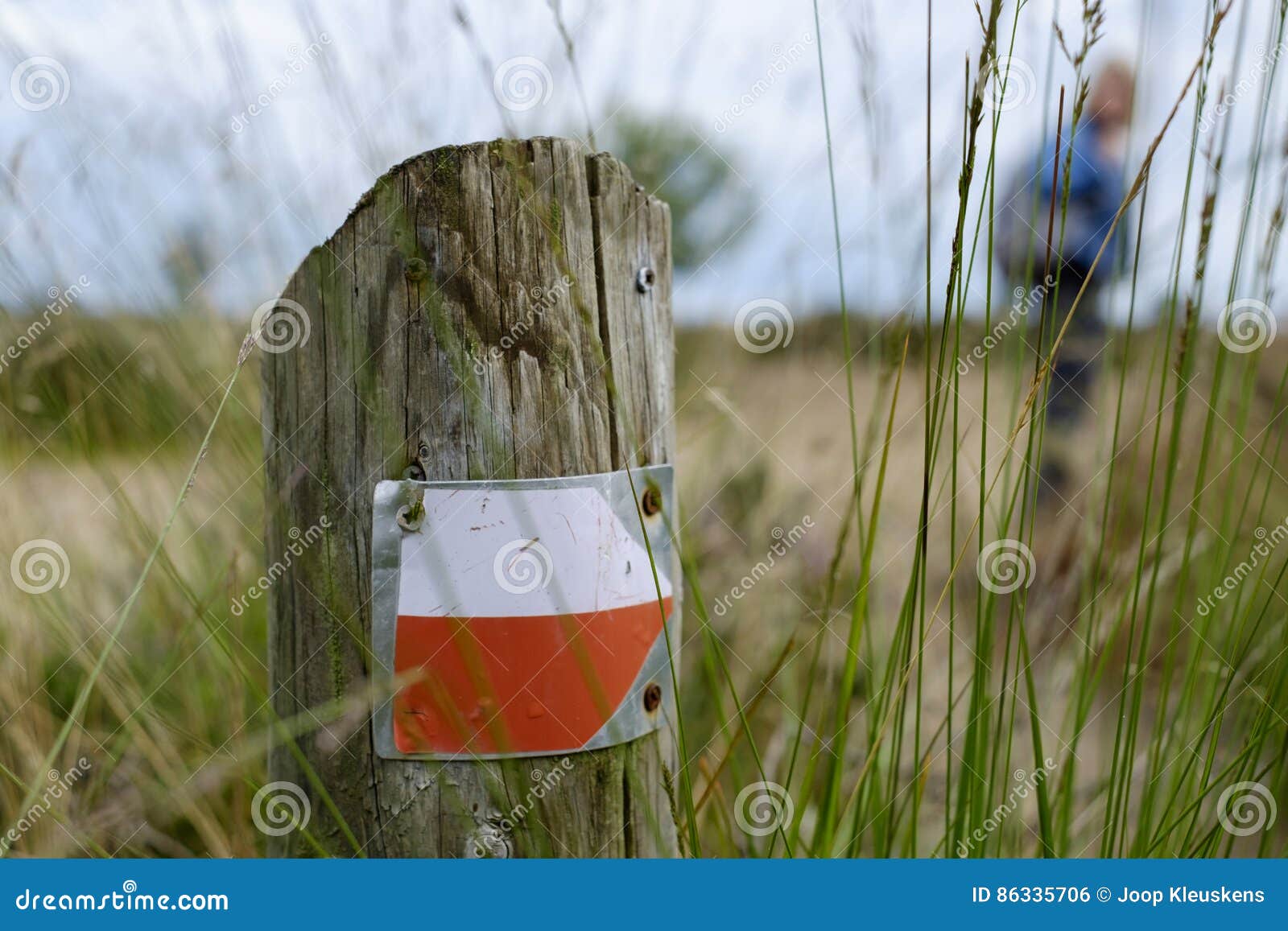 Walking Route Pointer on a Wooden Pole Stock Photo - Image of touristic ...