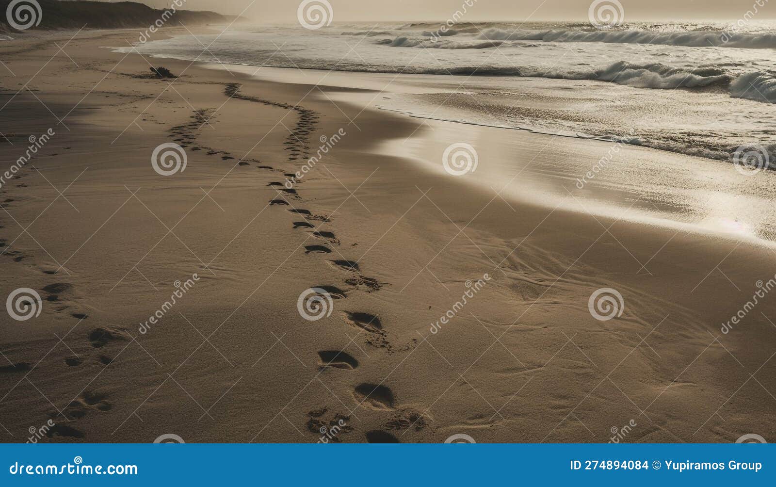Walking on the Sand, Leaving Footprints Behind Generated by AI Stock ...
