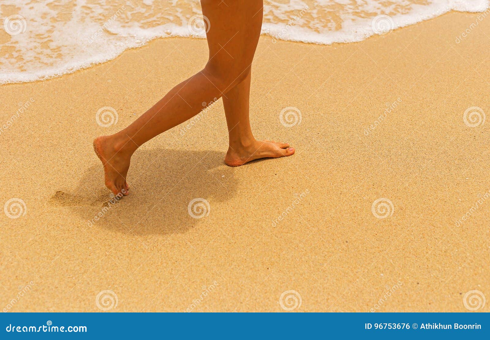 Walking on the sand. stock photo. Image of footstep, beach - 96753676