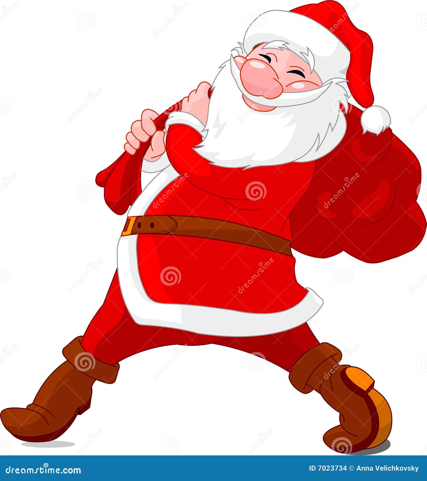 Walking santa stock vector. Illustration of winter, claus - 7023734