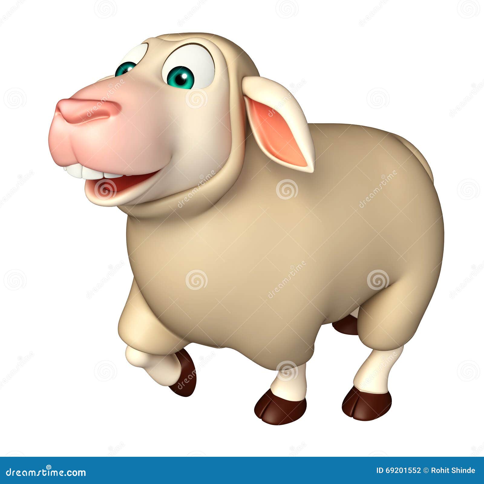 Walking Sheep Cartoon Character Stock Illustration - Illustration of ...