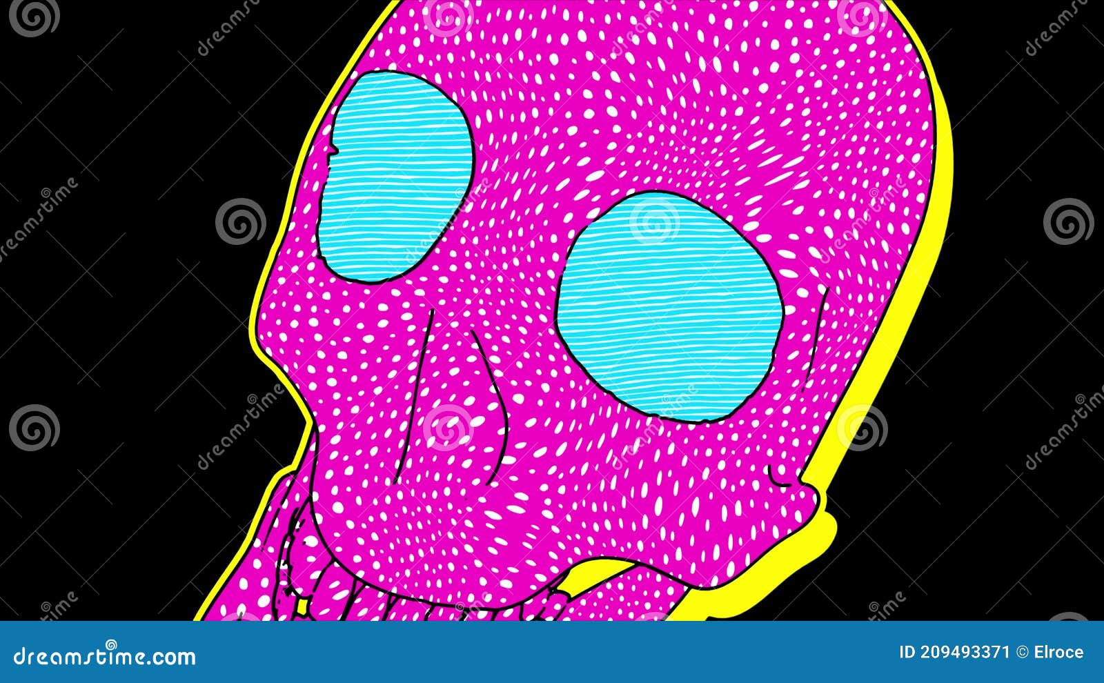 Walking Skeleton in Comic Style, Fluorescent Textures and Patterns ...