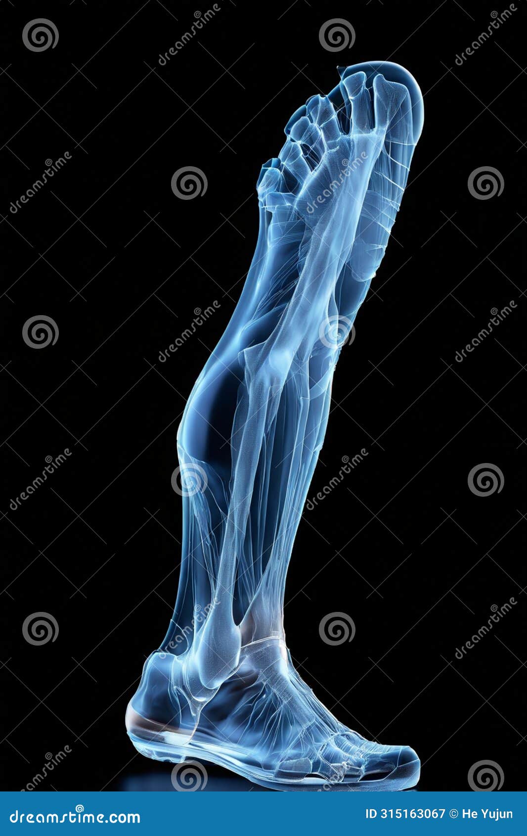 Walking Skeleton: X-ray Style 3D Illustration of Human Lower Limbs ...