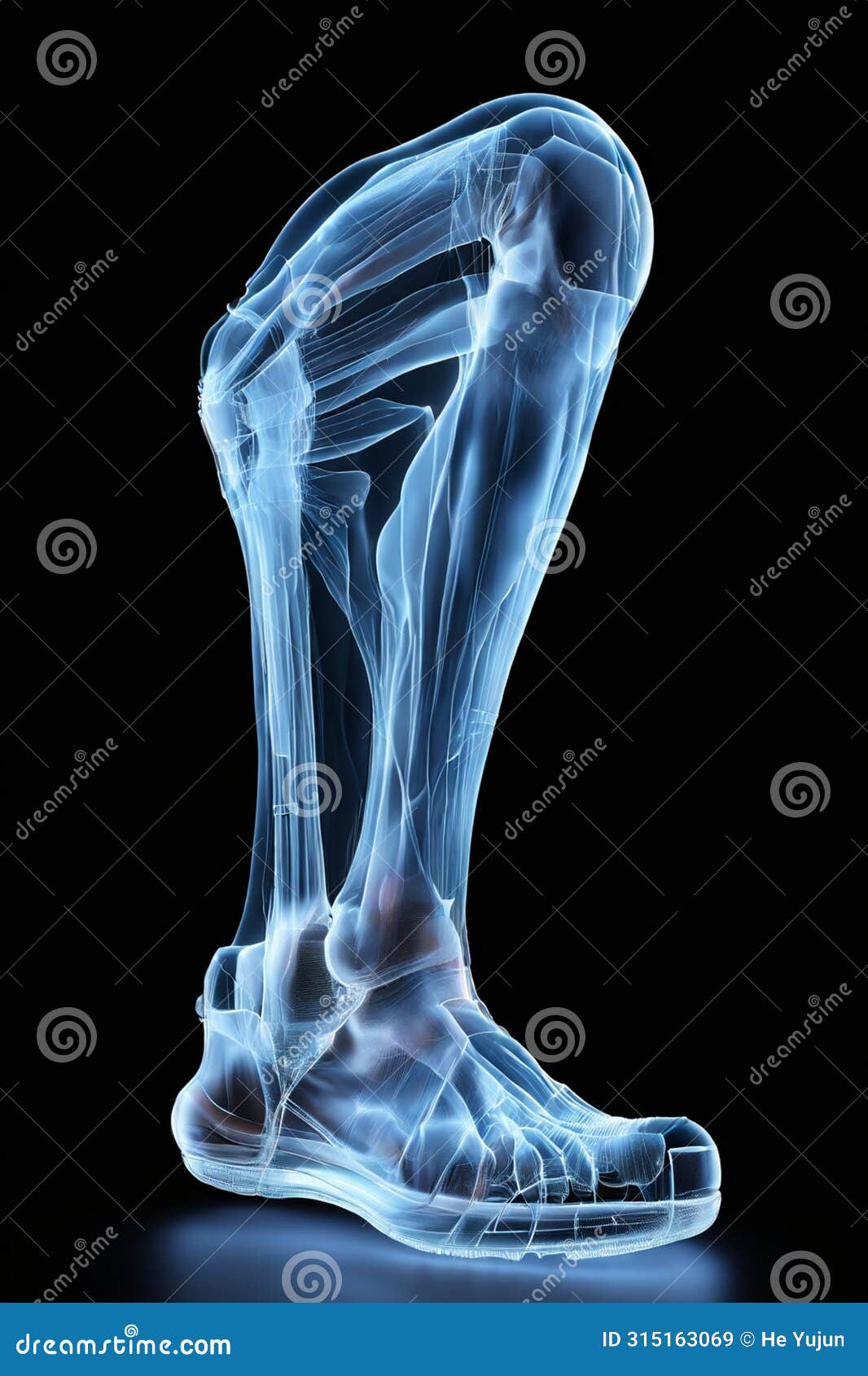 Walking Skeleton: X-ray Style 3D Illustration of Human Lower Limbs ...